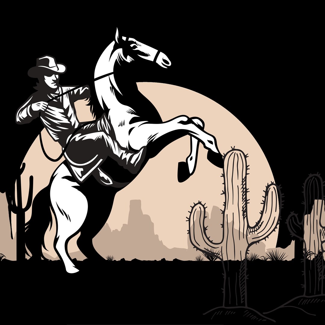 Cowboy Western Scene Customizable SVG File - Etsy