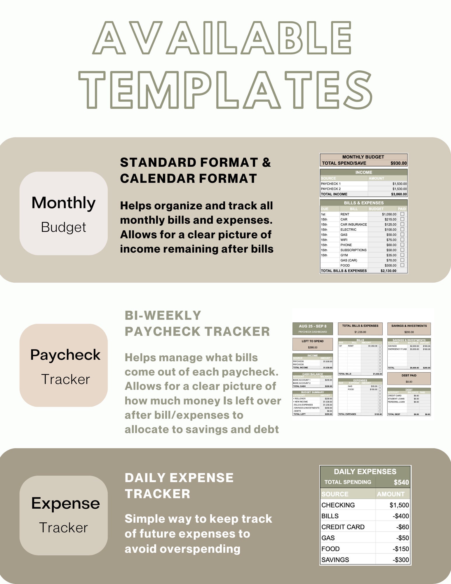 Monthly Budget and Paycheck Tracker - Etsy