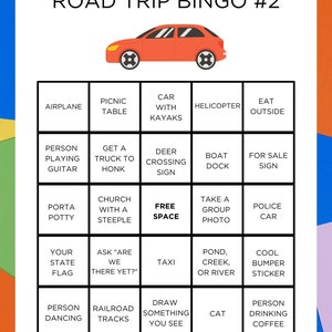 Road Trip Bingo Car Game (option 2) - Etsy