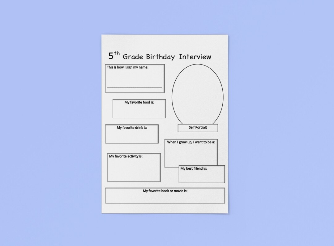 5th Grade Interview Sheet - Etsy