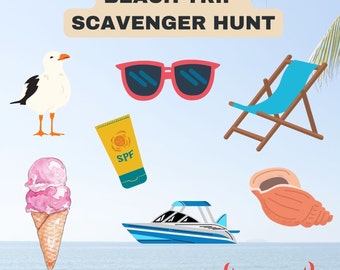 Printable Kids Activities for the Beach Beach Trip Scavenger Hunt I Spy ...