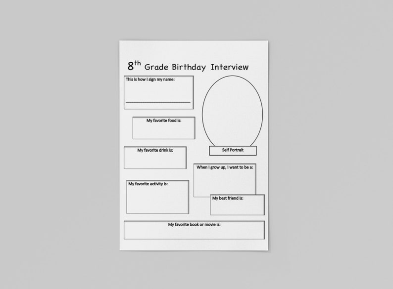 8th Grade Interview Sheet - Etsy