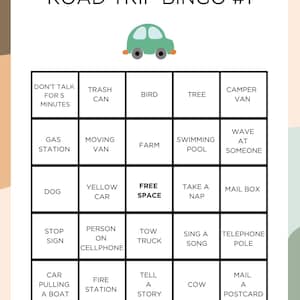 Road Trip Bingo Car Game (option 1) - Etsy