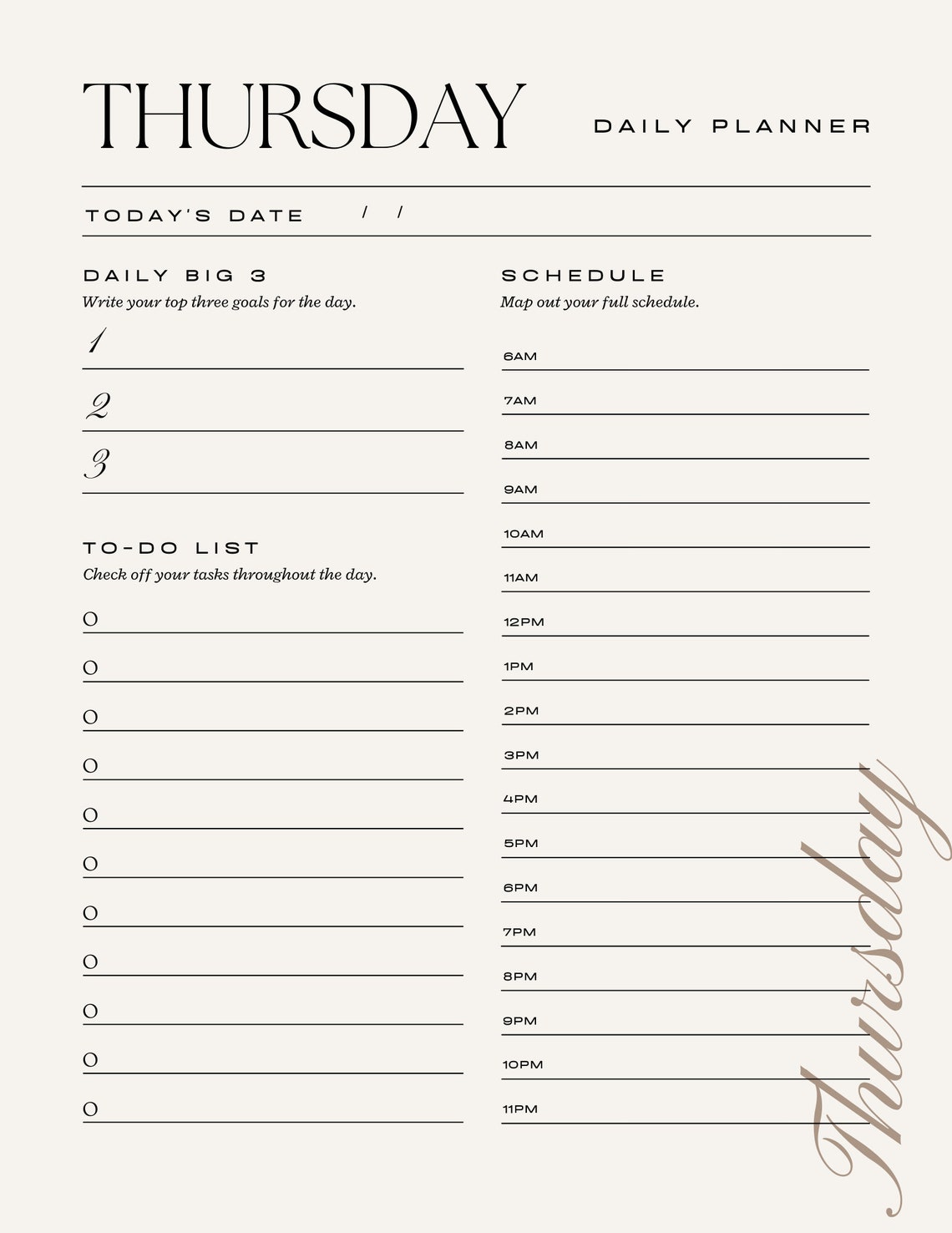 Daily Planner: Hour by Hour and Todo List - Etsy