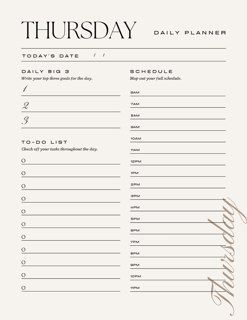 Daily Planner: Hour by Hour and Todo List - Etsy