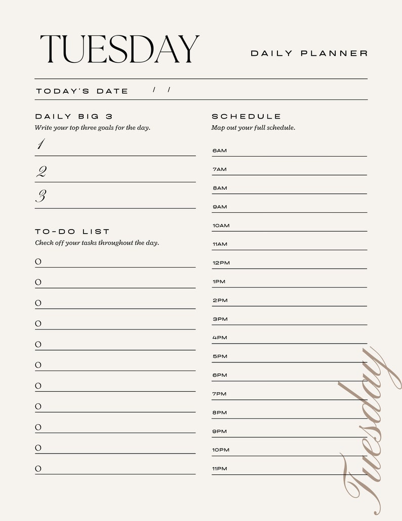 Daily Planner: Hour by Hour and Todo List - Etsy