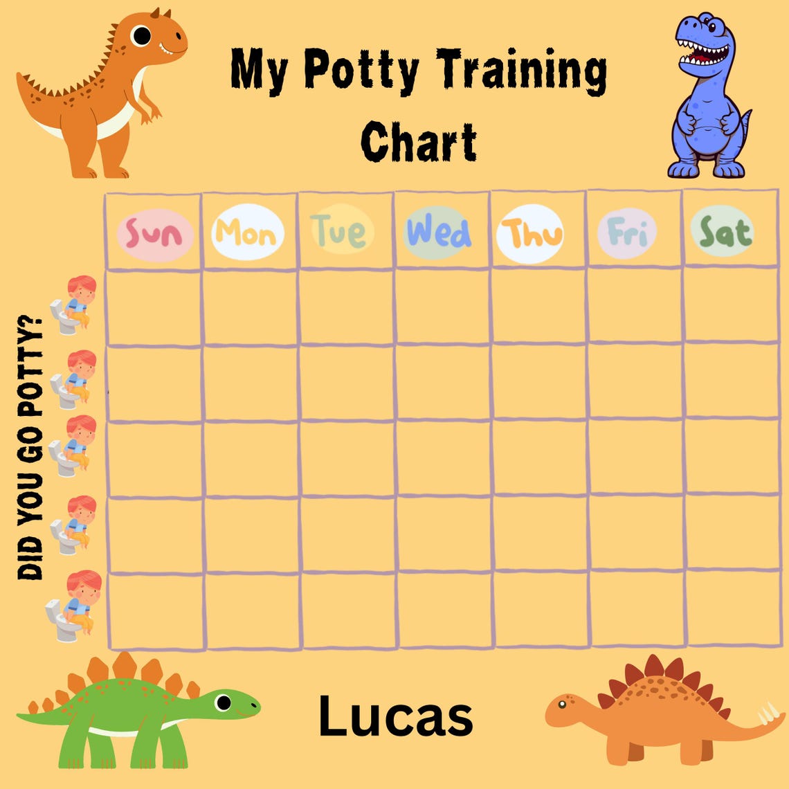 Kids Potty Chart | Potty Training Chart | Weekly Potty Chart | Editable ...