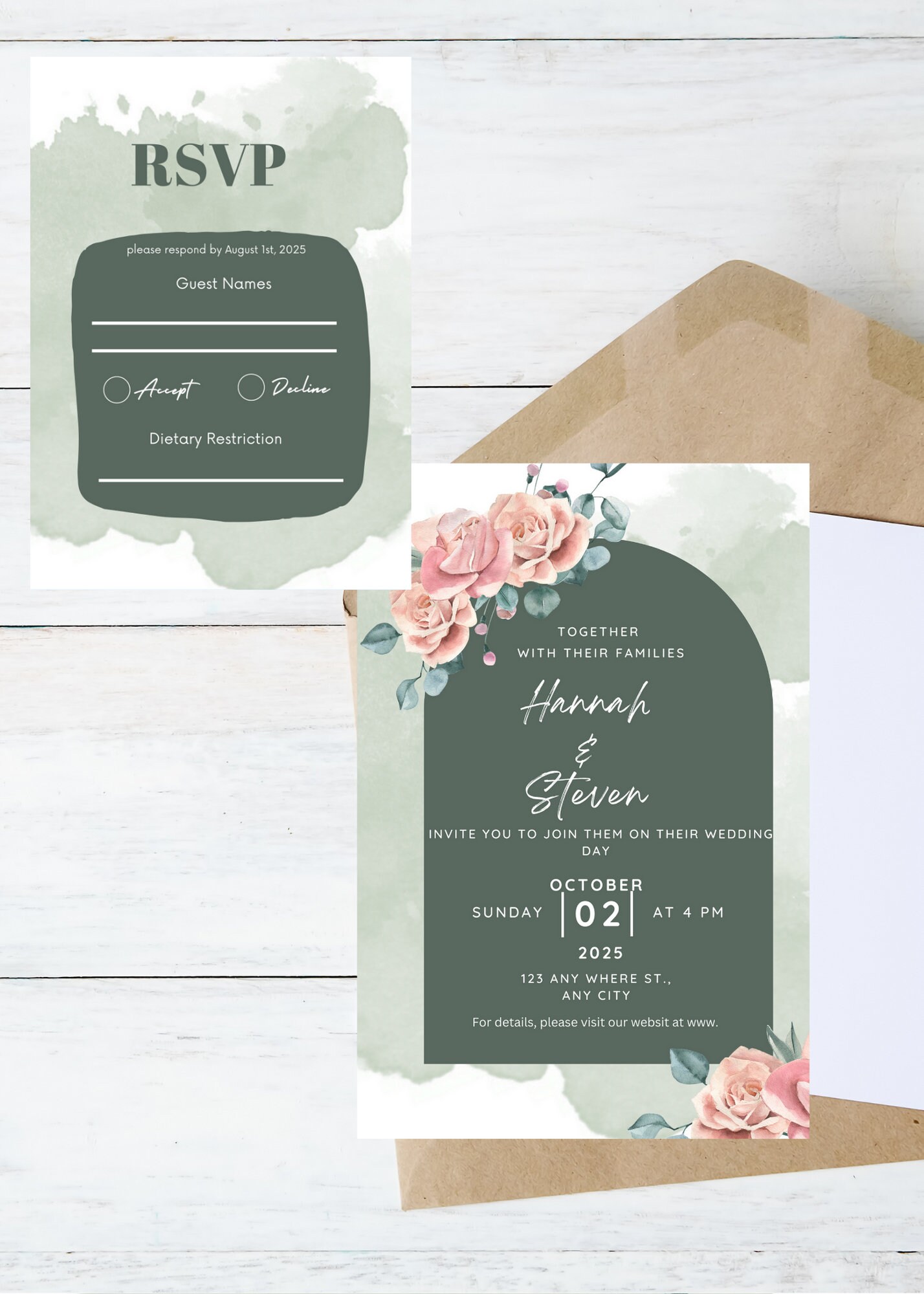 Editable Wedding Invitation - Etsy
