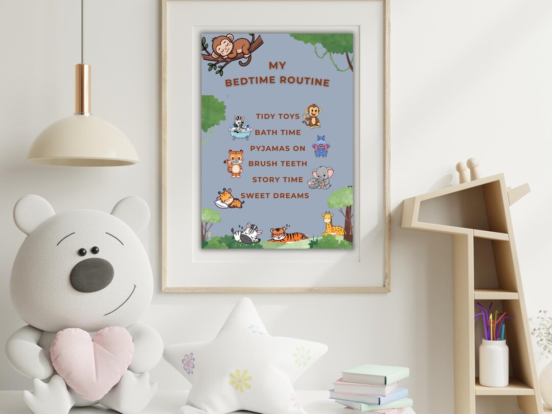 Bedtime Routine Chart for Kids Printable – Editable Jungle Animals ...