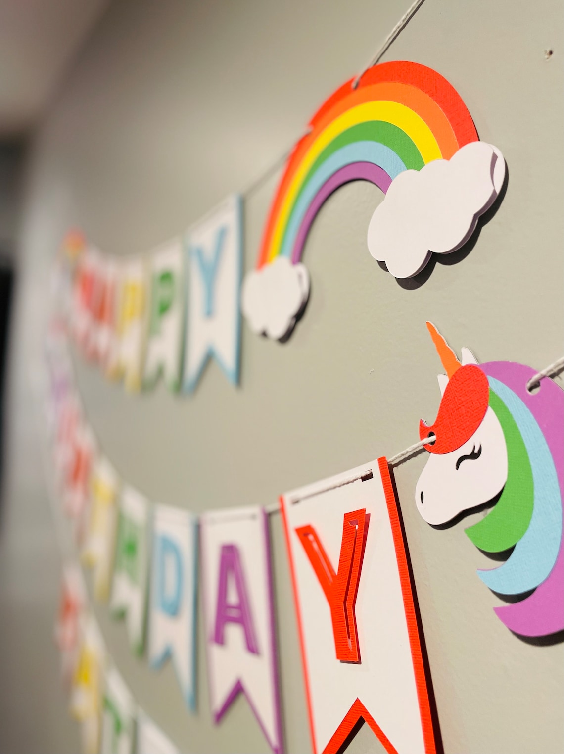 Rainbow Unicorn Themed Happy Birthday, Name, Age Banner - Etsy