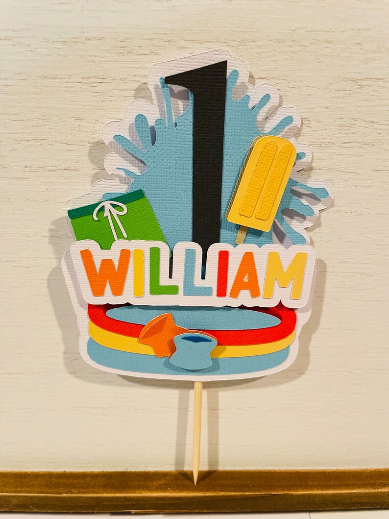 Personalized Pool Party Themed Cake Topper; Splash & Play; Summer ...