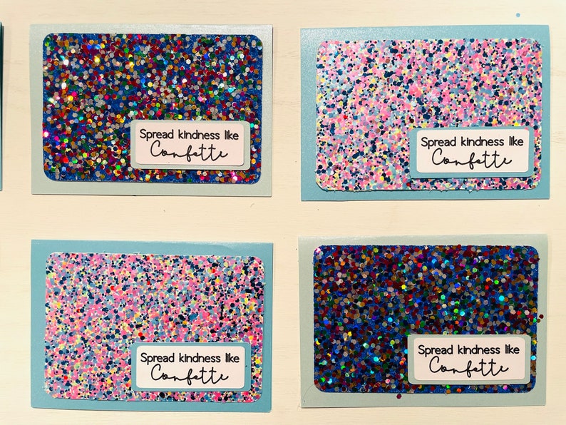 Spread Kindness Confetti Cards: Shimmer Blue & Confetti Pink - Etsy
