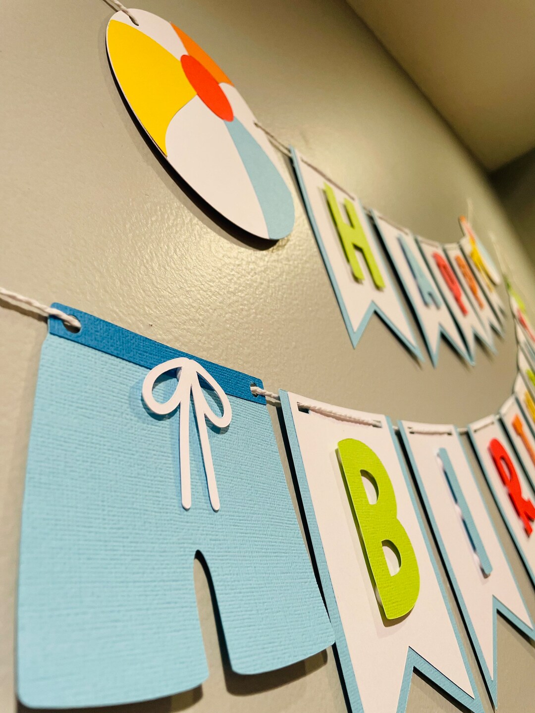 Pool Party Themed Happy Birthday/name/age Banner - Etsy