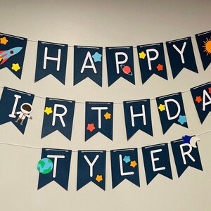 Space Theme Package Combo; Happy Birthday Banner, Name; Confetti ...