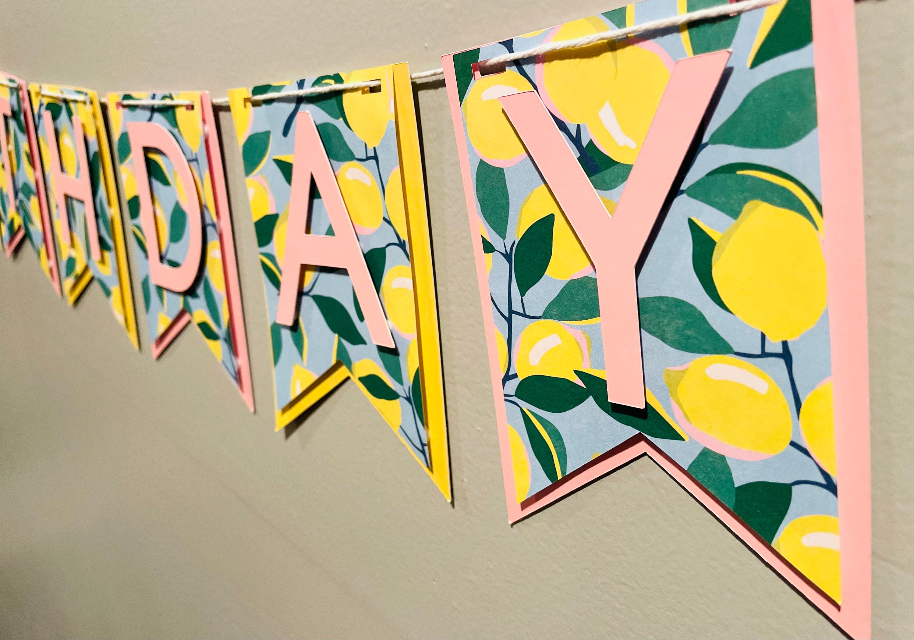 Lemon Happy Birthday Banner-pink Lemonade Birthday - Etsy