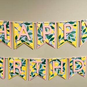 Lemon Happy Birthday Banner-pink Lemonade Birthday Banner-citrus ...