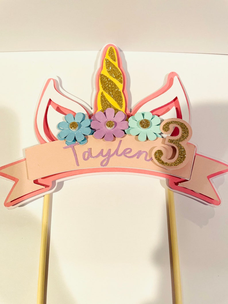 Unicorn Cake Topper-personalized With Name and Age-magical Cake Topper ...