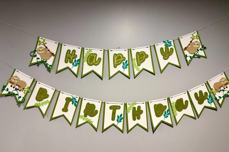 Sloth Themed Birthday/name/age Banner - Etsy