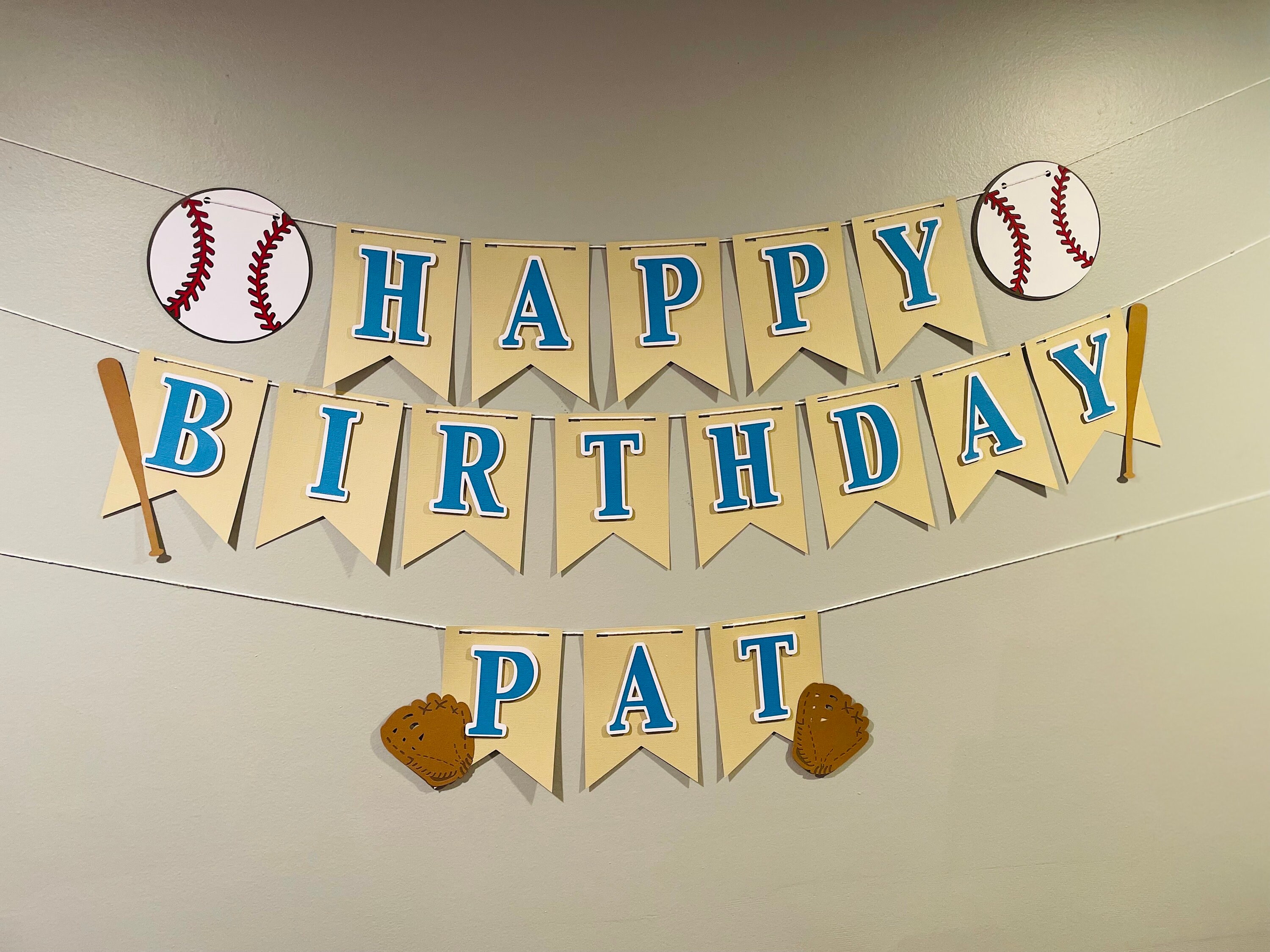 Baseball Happy Birthday Banner-custom Name/age Banner - Etsy