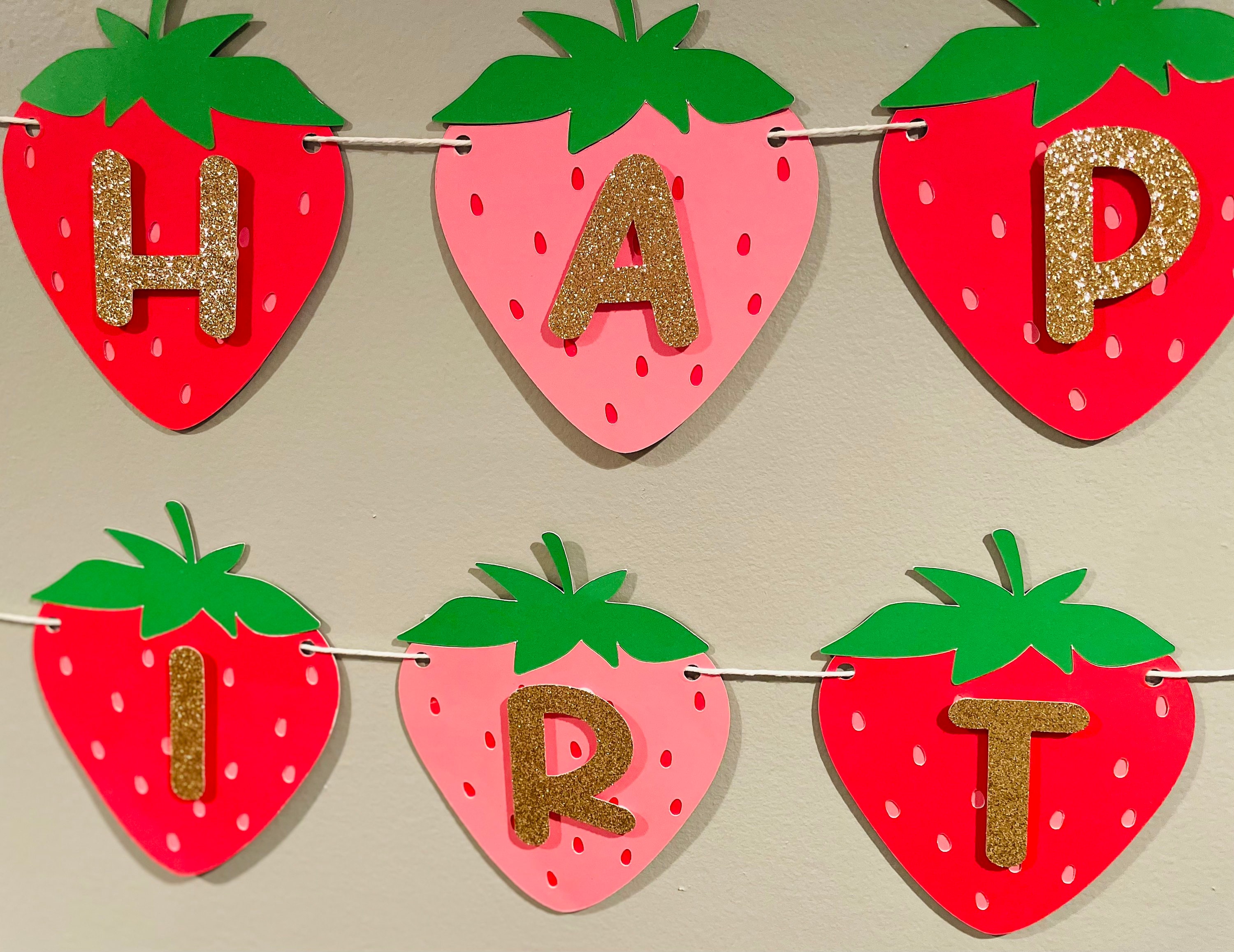 Strawberry Happy Birthday Banner-strawberry - Etsy