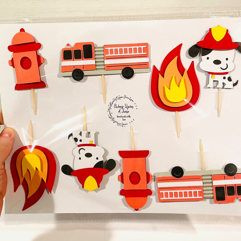 Firetruck Cupcake Topper - Etsy