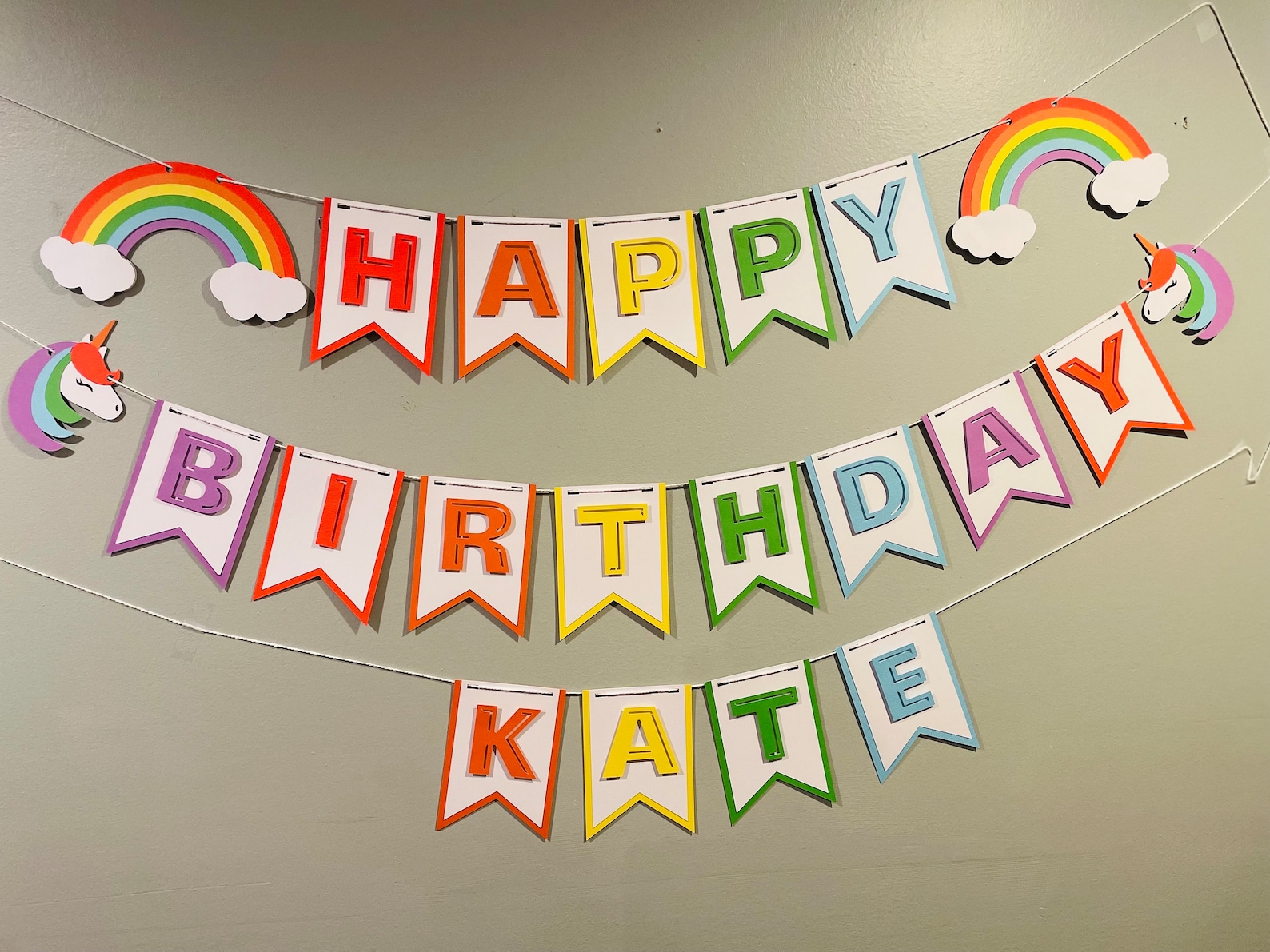 Rainbow Unicorn Themed Happy Birthday, Name, Age Banner - Etsy