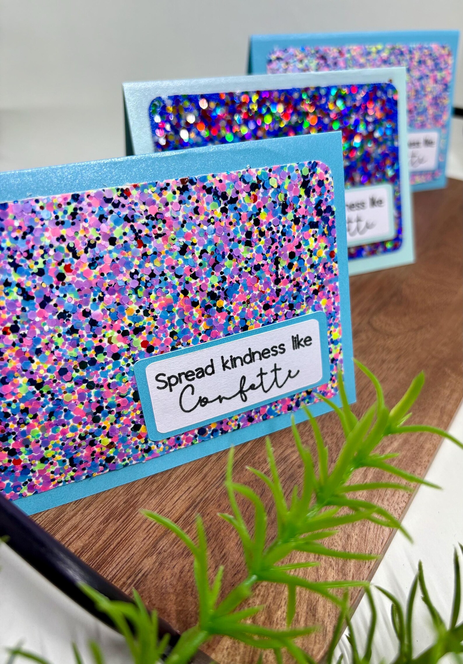 Spread Kindness Confetti Cards: Shimmer Blue & Confetti Pink - Etsy