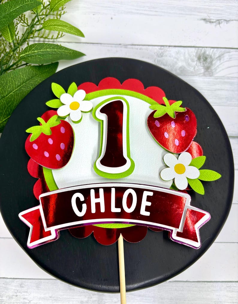 Personalized Strawberry Birthday Cake Topper: Handmade Berry Sweet ...