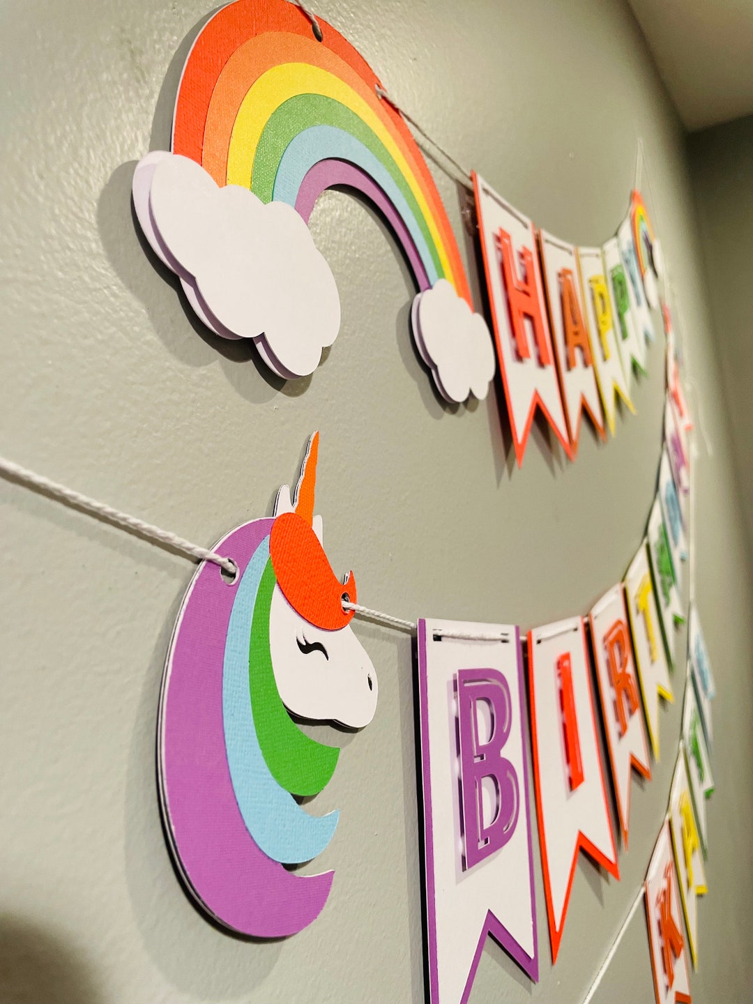 Rainbow Unicorn Themed Happy Birthday, Name, Age Banner - Etsy