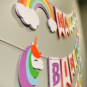 Rainbow Unicorn Themed Happy Birthday, Name, Age Banner - Etsy