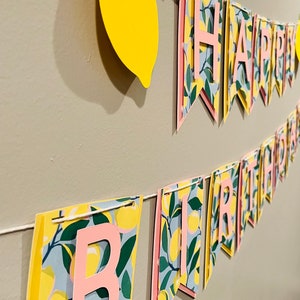 Lemon Happy Birthday Banner-pink Lemonade Birthday Banner-citrus ...