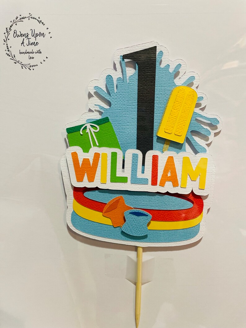 Personalized Pool Party Themed Cake Topper; Splash & Play; Summer ...