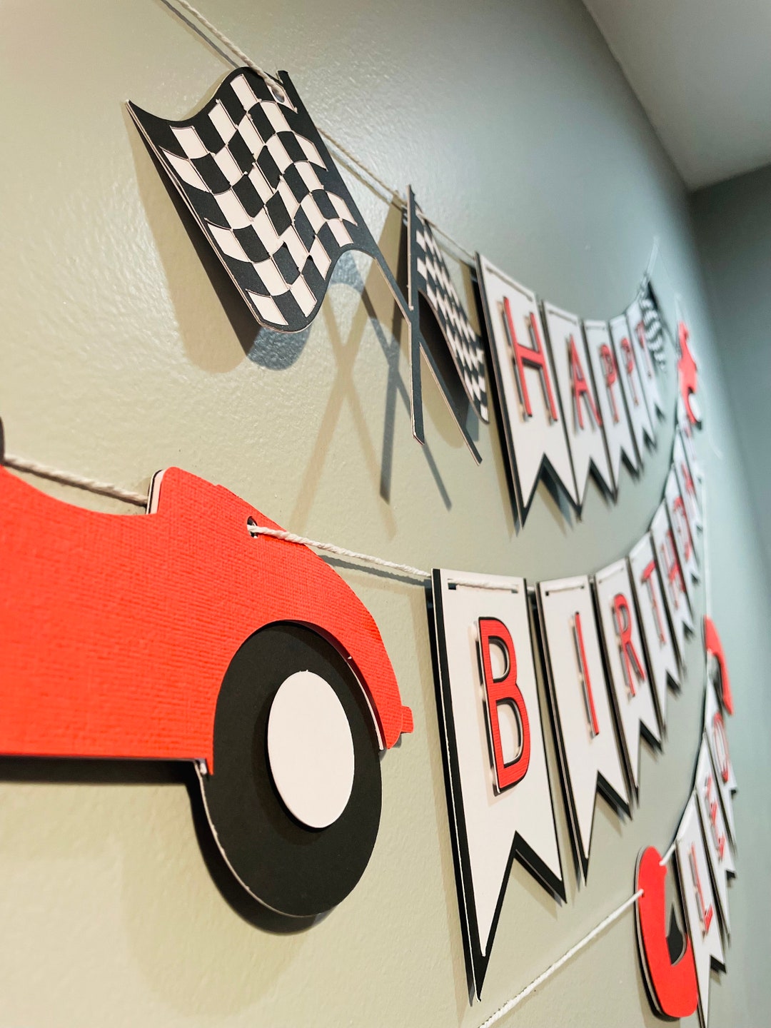 Custom Race Car Themed Birthday Banner-choose Your Color Racecar - Etsy