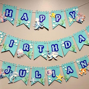 Under the Sea Themed Happy Birthday Banner; the Big One First Birthday ...