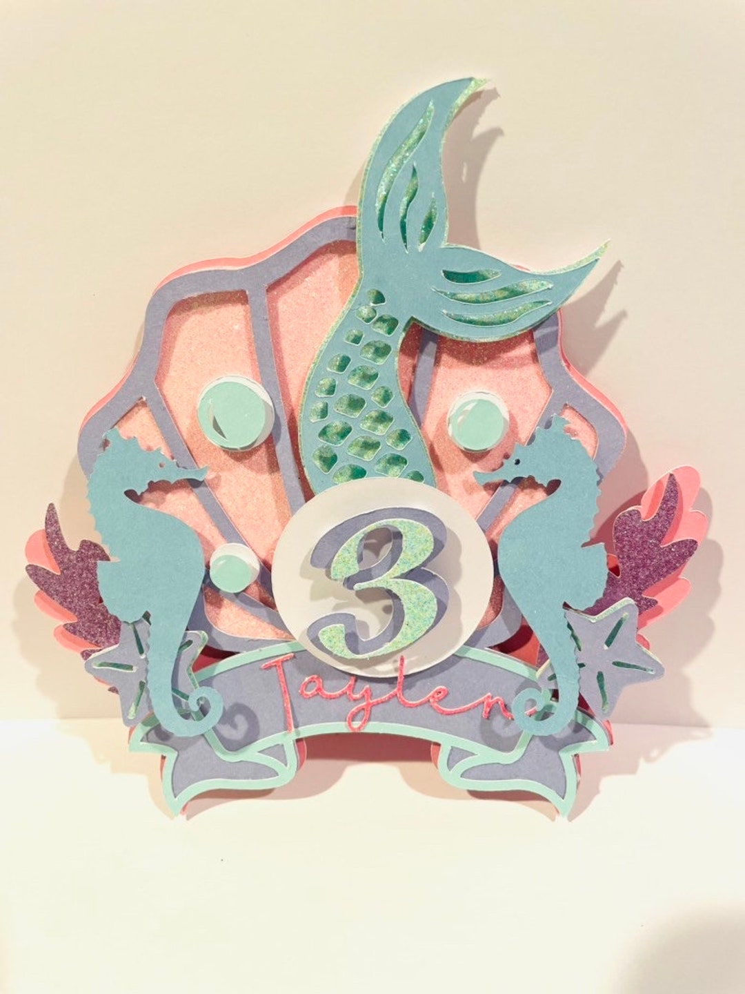 Mermaid Cake Topper-under the Sea Topper- Personalized With Name and ...