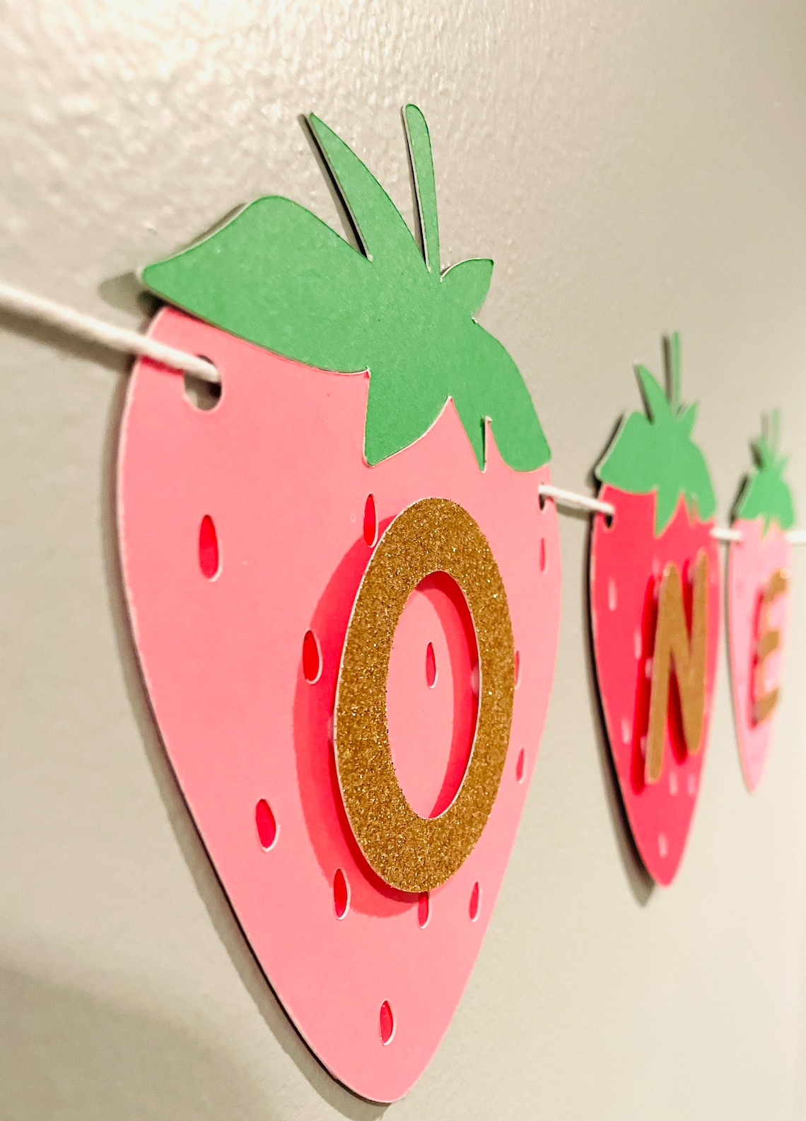 Strawberry Happy Birthday Banner-strawberry - Etsy