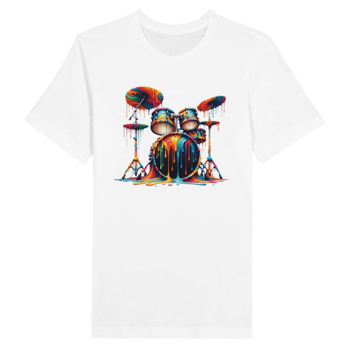 Artistic Paint Drip Drum Set Tee Comfortable and Stylish for Musicians ...