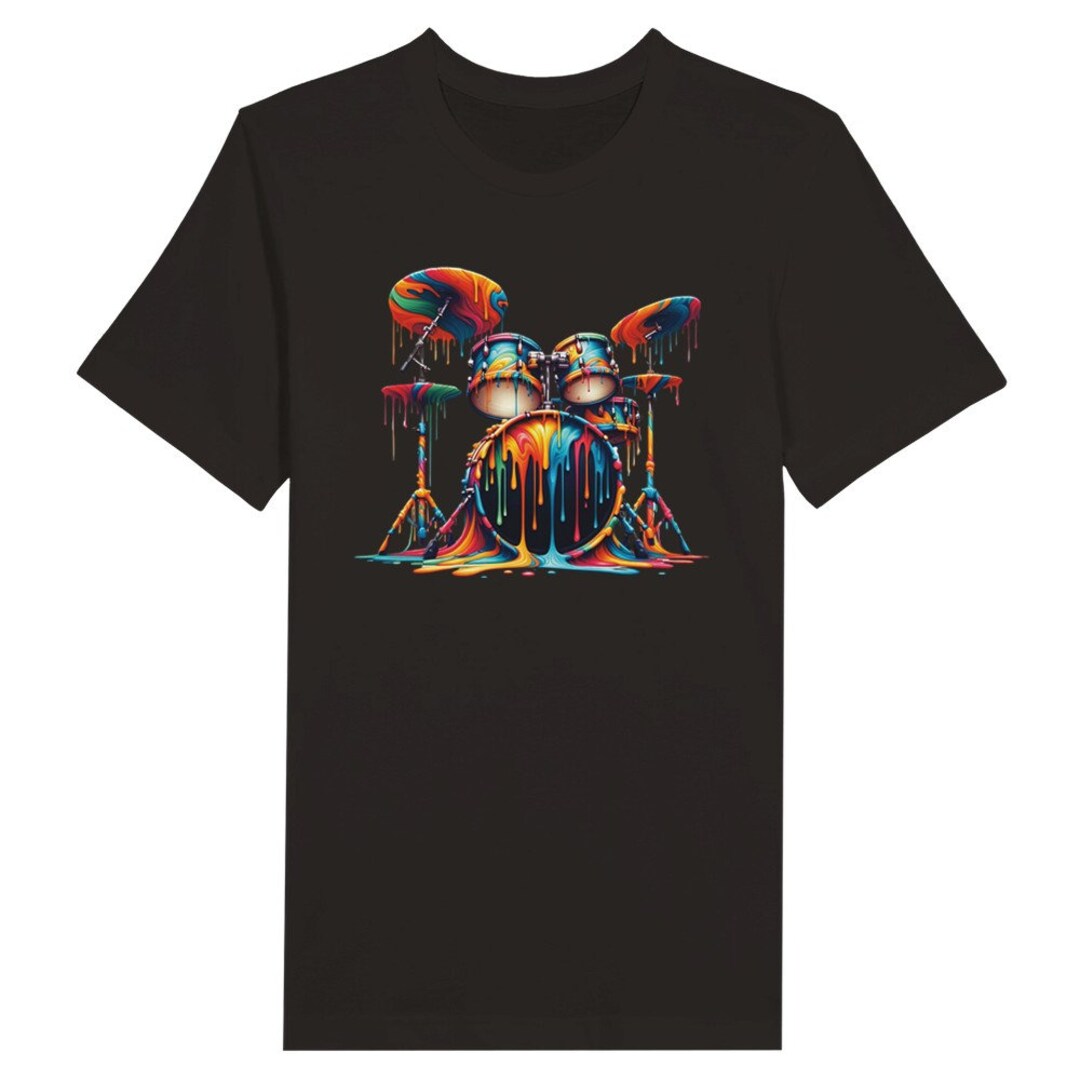 Artistic Paint Drip Drum Set Tee Comfortable and Stylish for Musicians ...