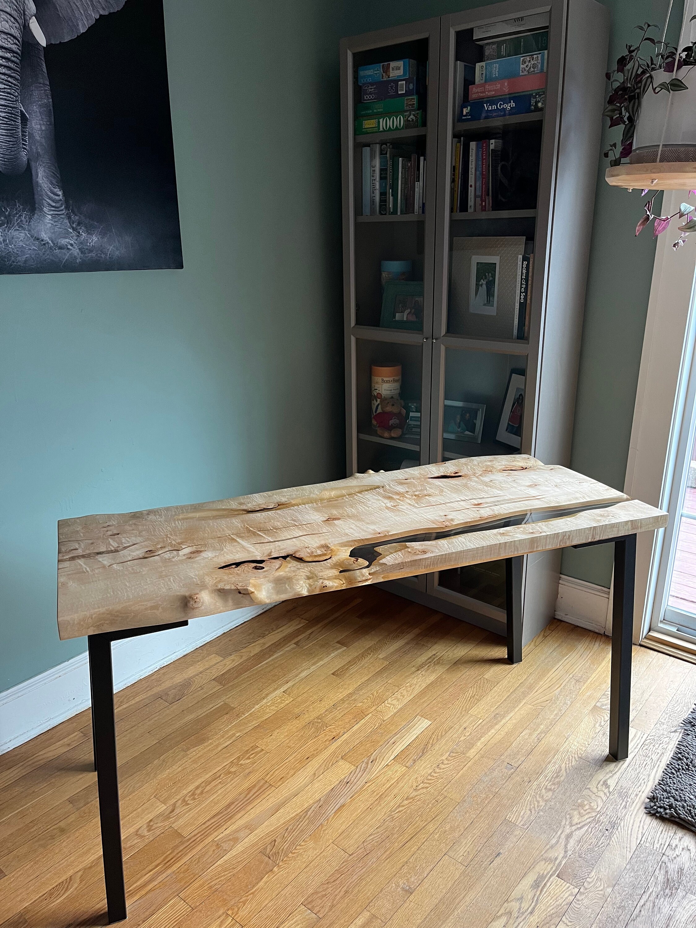 Live-edge Maple Epoxy River Desk - Etsy