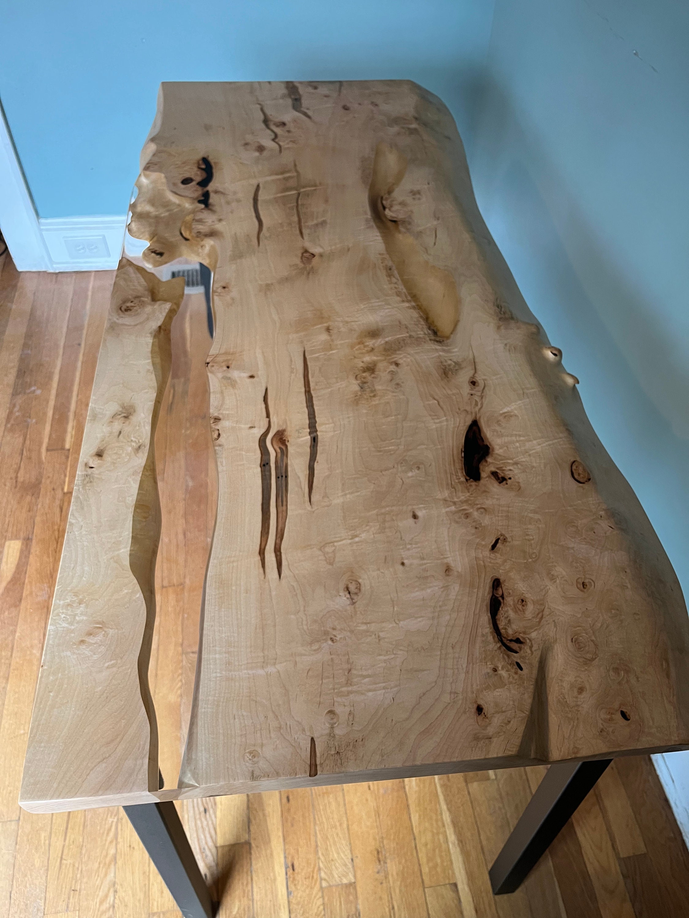 Live-edge Maple Epoxy River Desk - Etsy