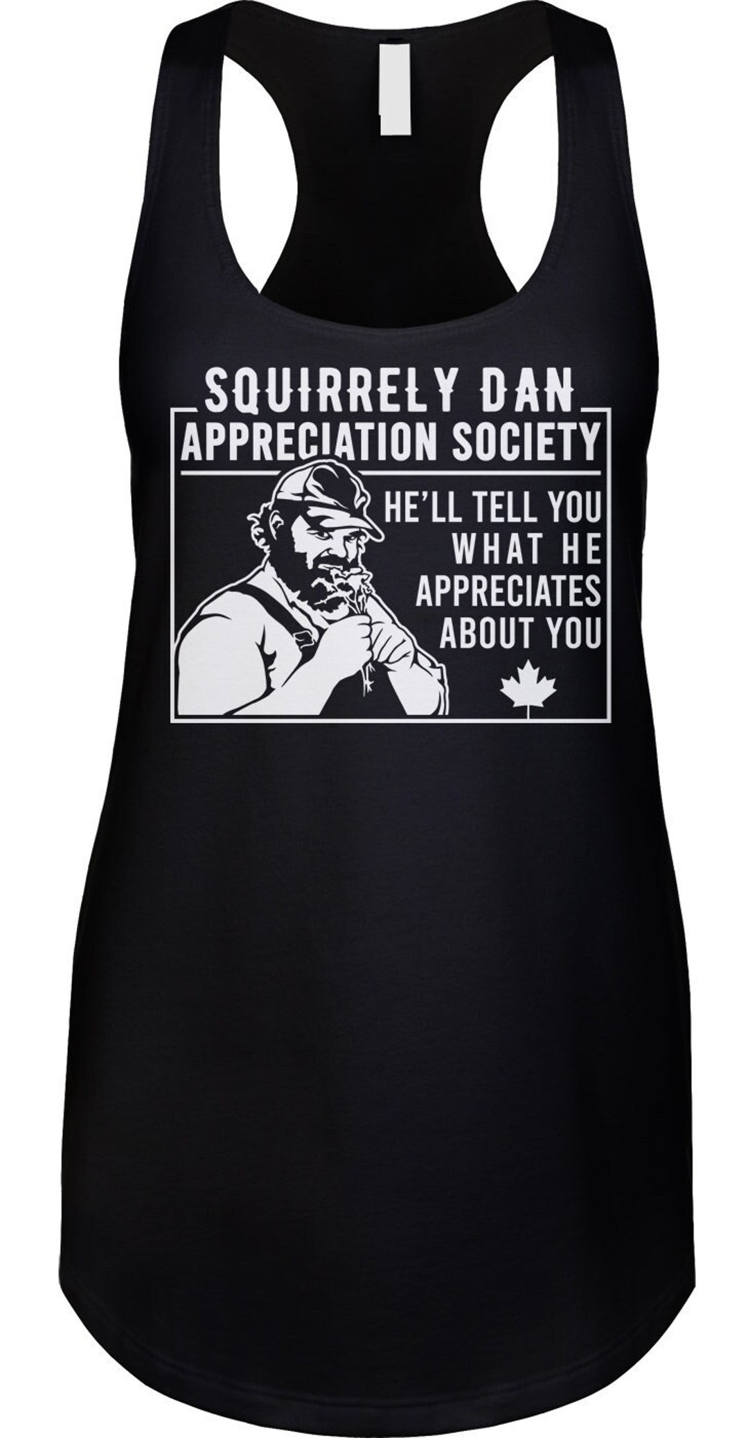 Squirrely Dan Appreciation Society Ladies Racerback Tank Top -funny ...