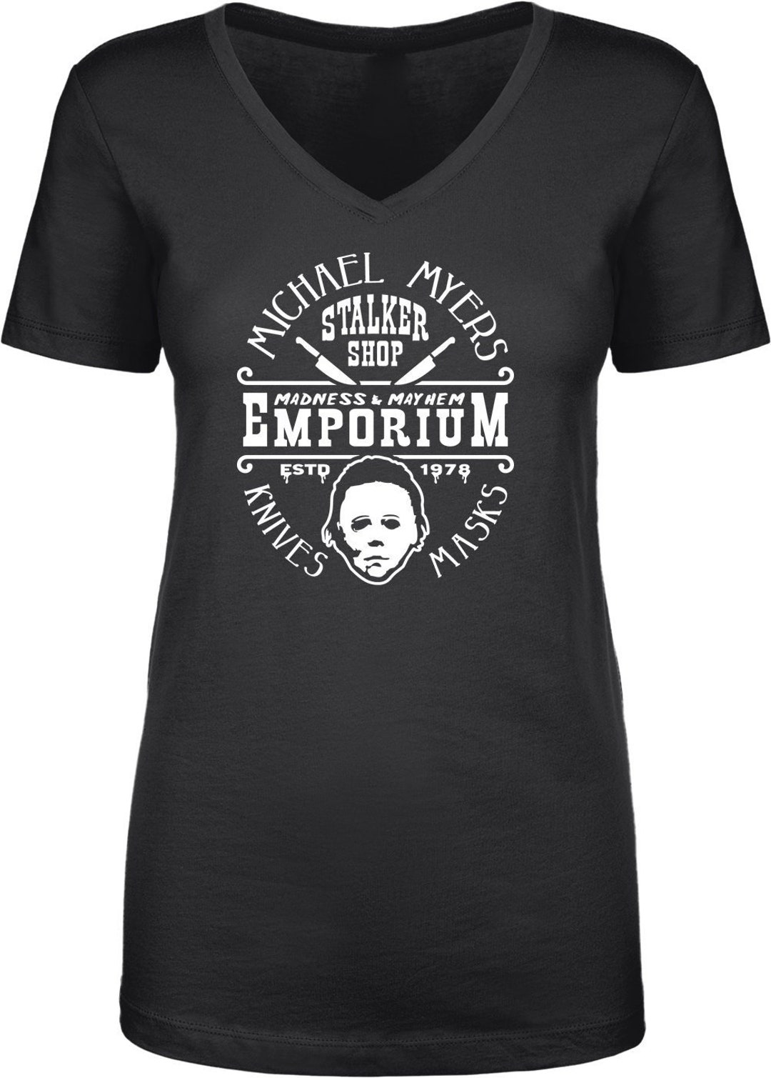 Michael Myers Stalker Shop Ladies Crewneck or V-neck T-shirt - Horror ...
