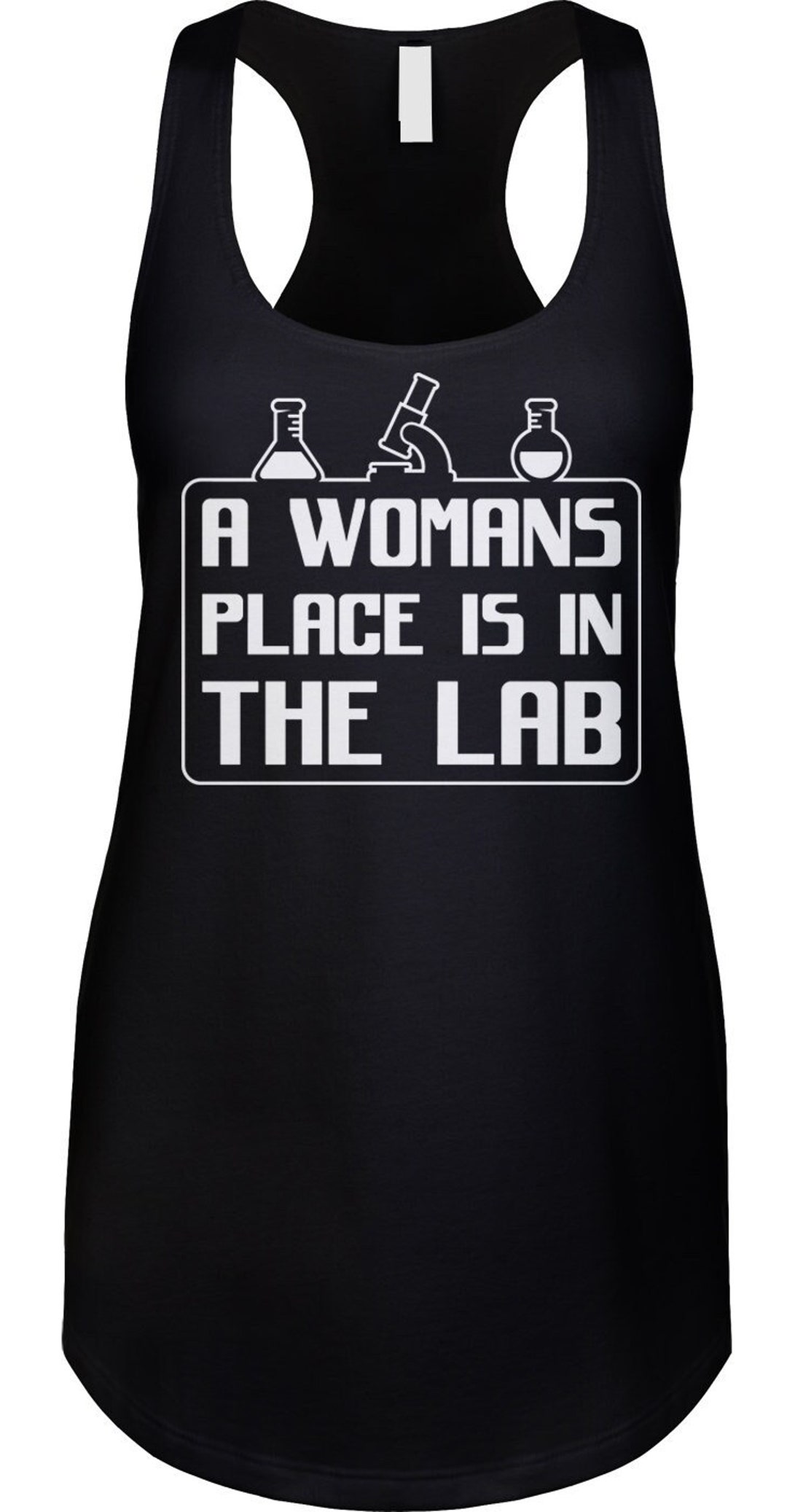 A Woman's Place is in the Lab Ladies Racerback Tank Top -funny, Science ...