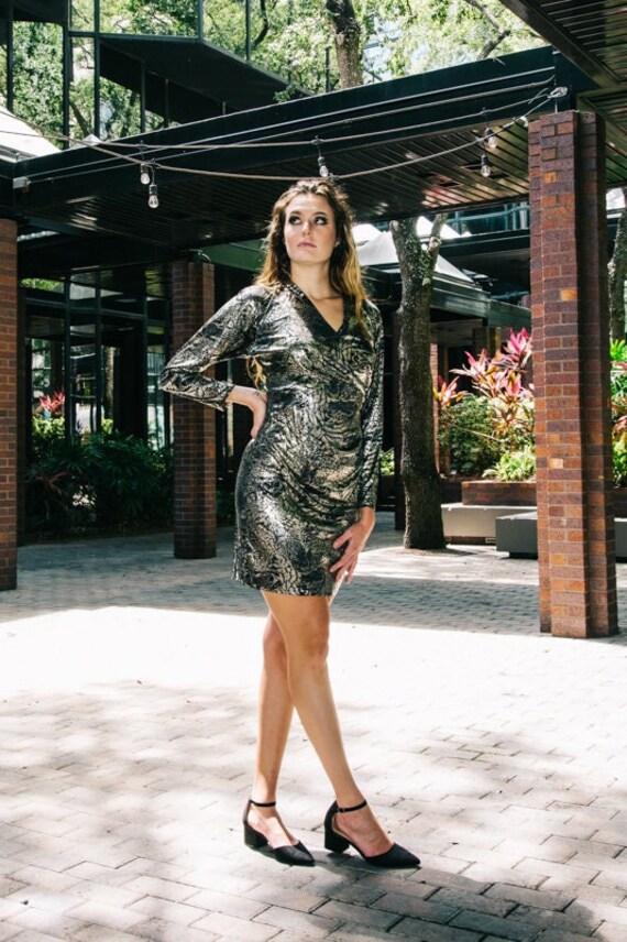 1980s Susan Roselli for Vijack Black Bodycon Evening … - Gem