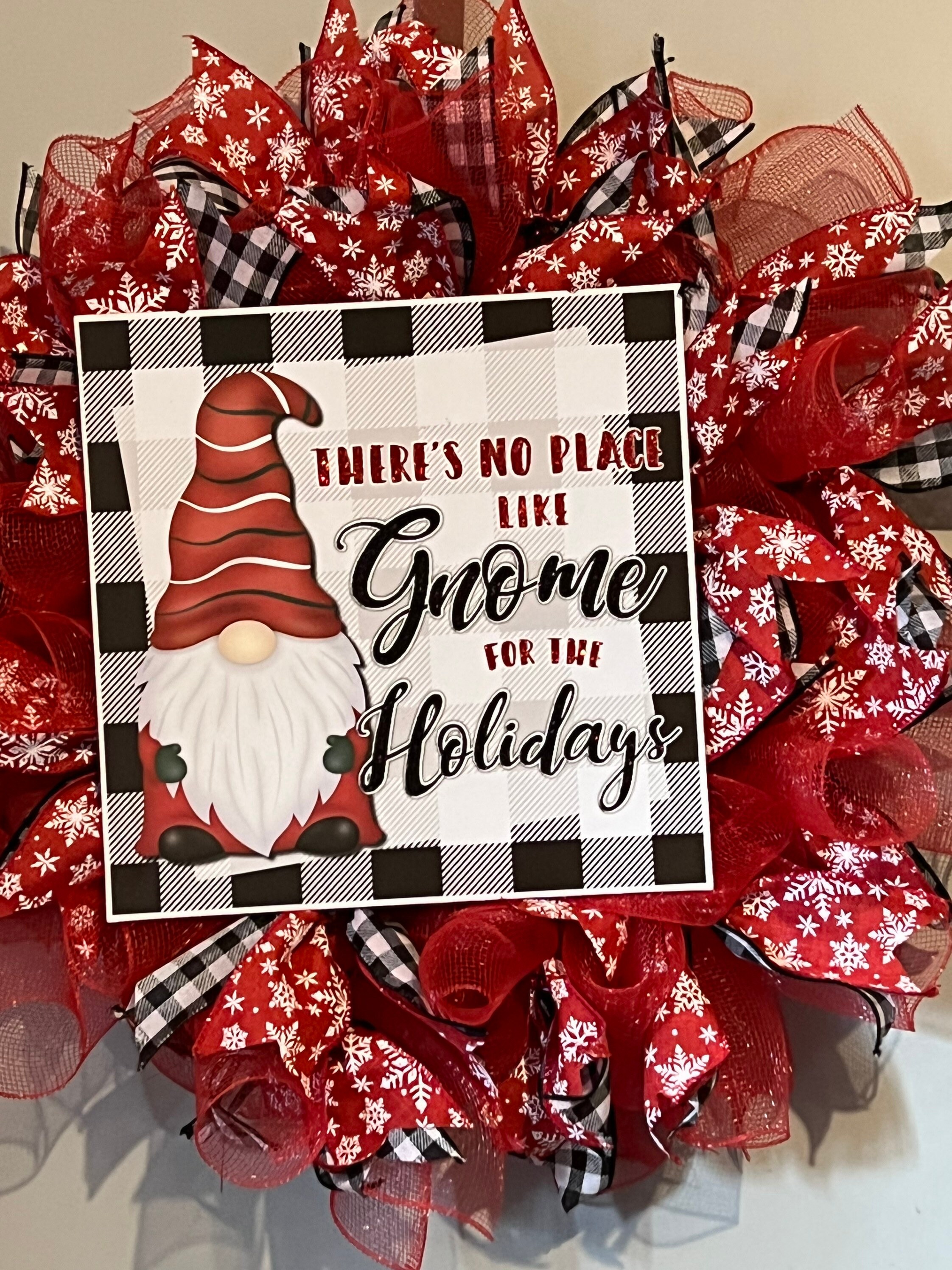Theres No Place Like Gnome for the Holidays Wreath - Etsy