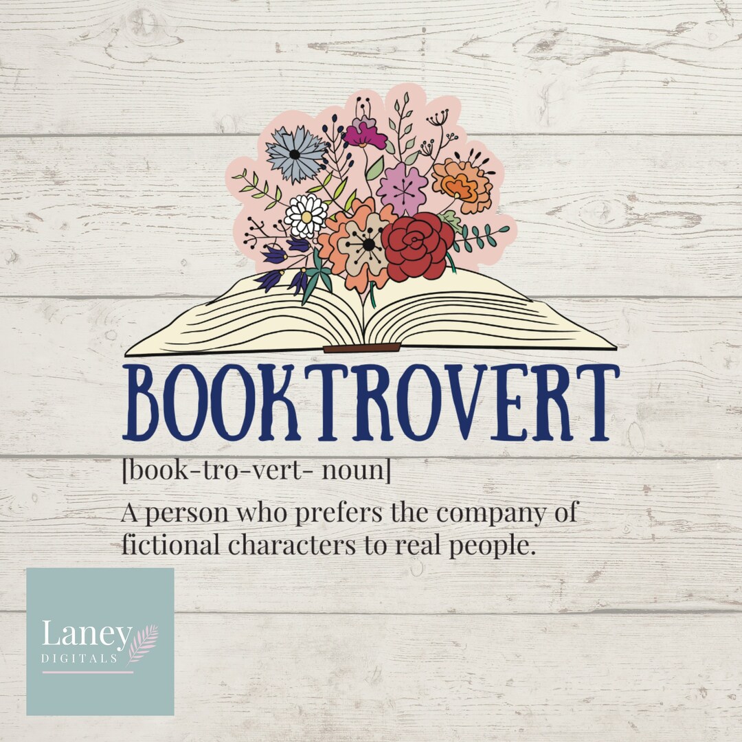 Booktrovert Floral Book Lover Svg Png, Book Lover Svg, Librarian Svg ...