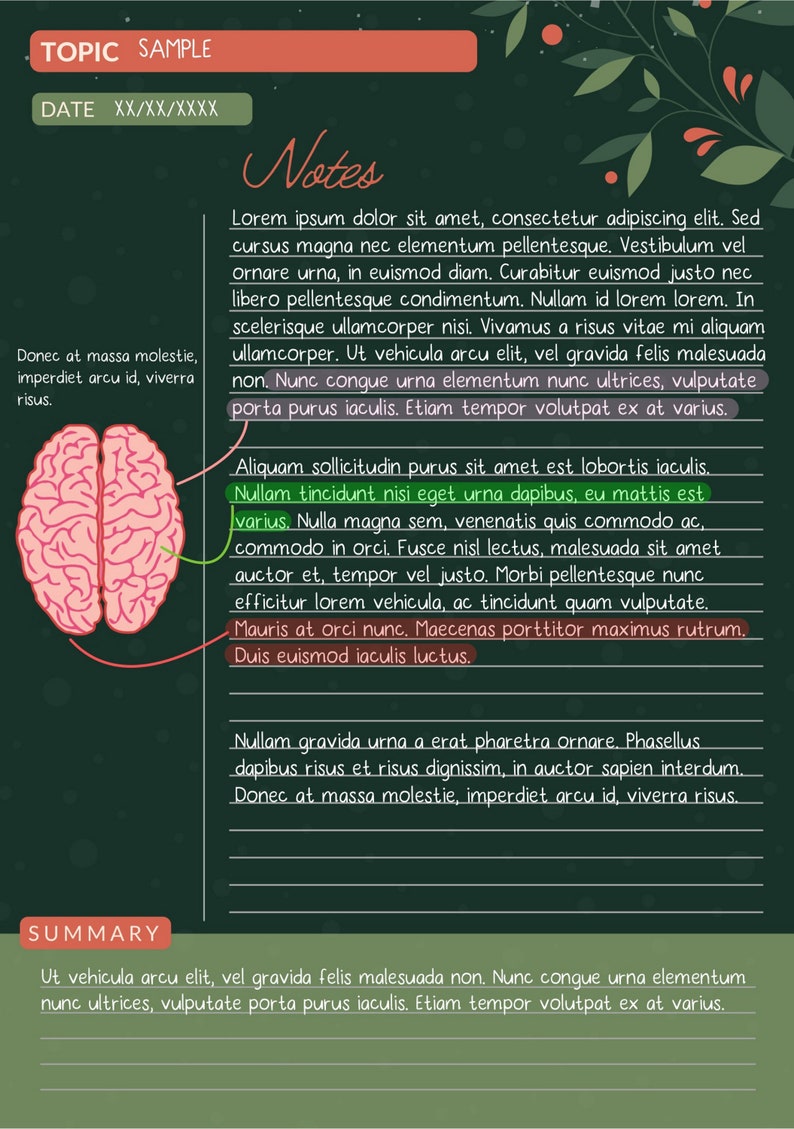 A5 Holiday Digital Notebook Template Christmas Themed Cornell Notes A5 ...