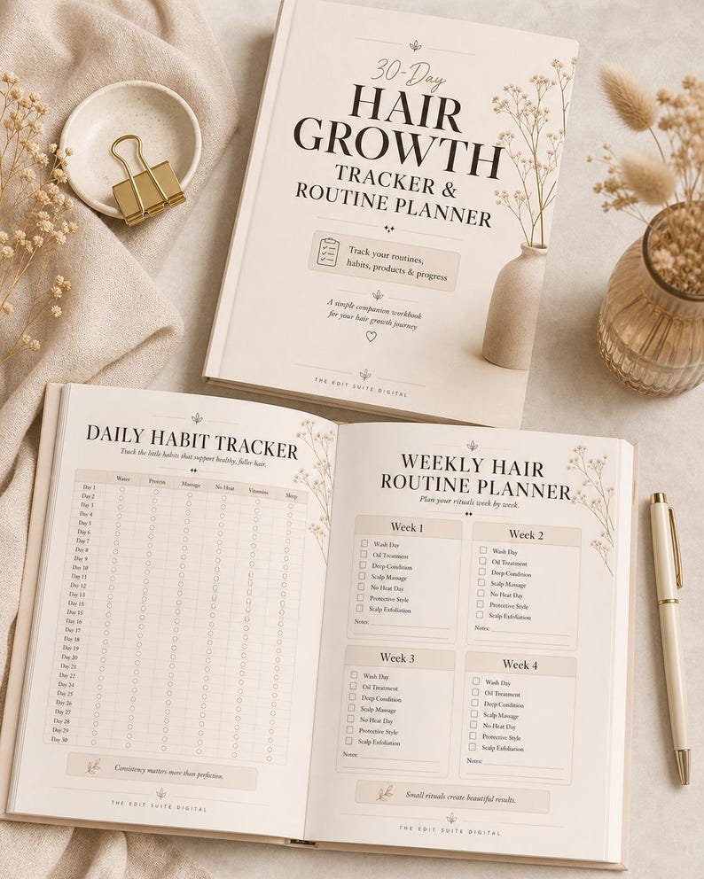 30-day Hair Growth Tracker & Routine Planner | Printable Hair Care ...