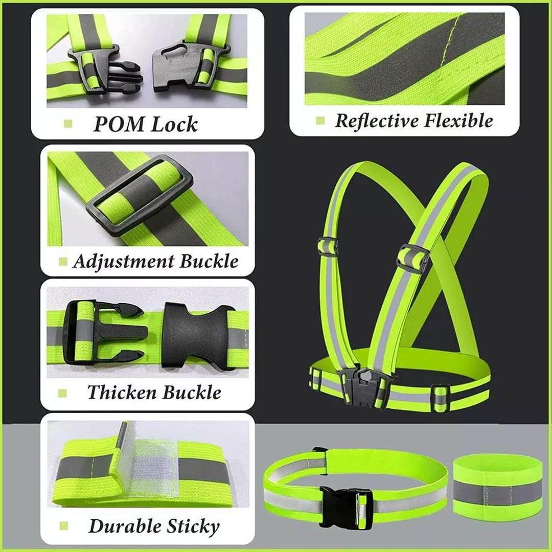 High Visibility 6 Piece Reflective Safety Running Gear for Running ...