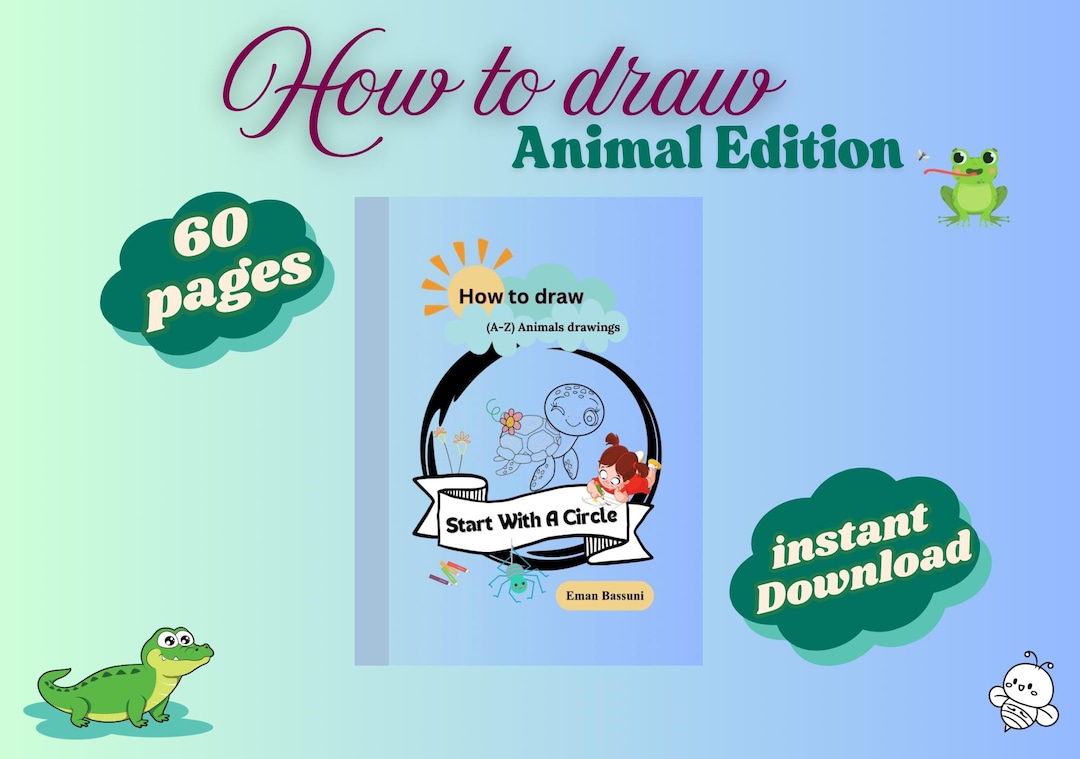 How to Draw; Start With a Circle Digital 60 Pages (A-Z) Animals ...